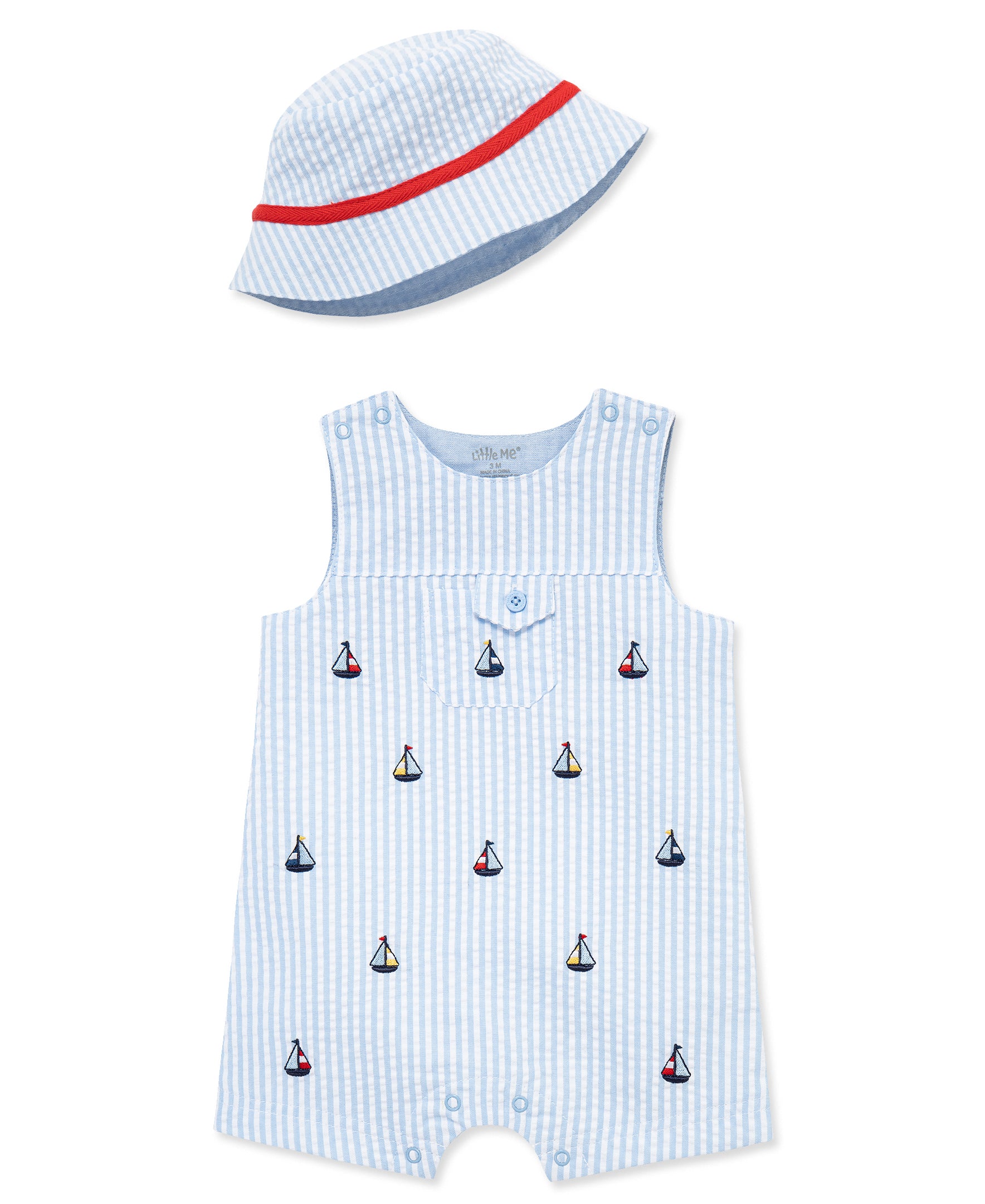 Sailboat Woven Sunsuit & Hat